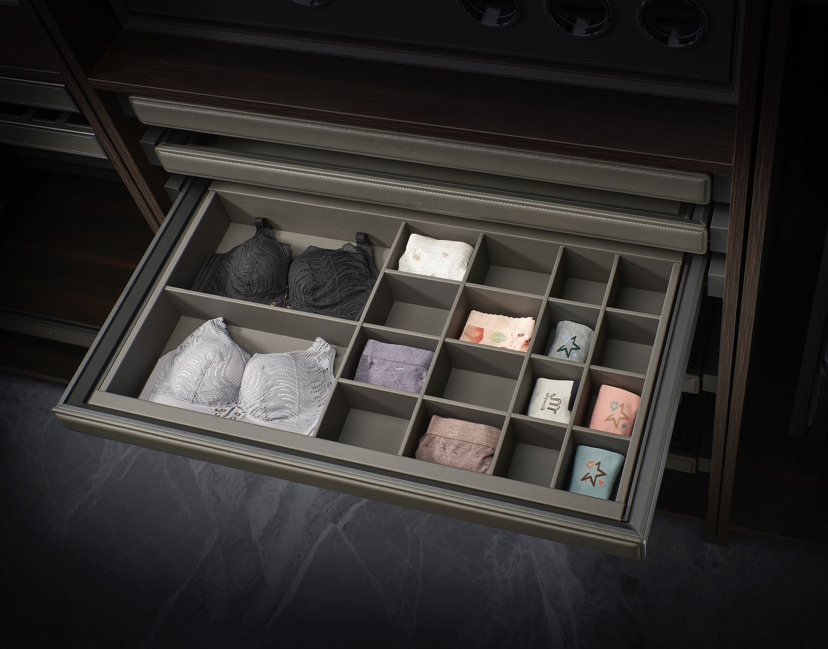 Leather Lingerie Storage Box - Stellano Series